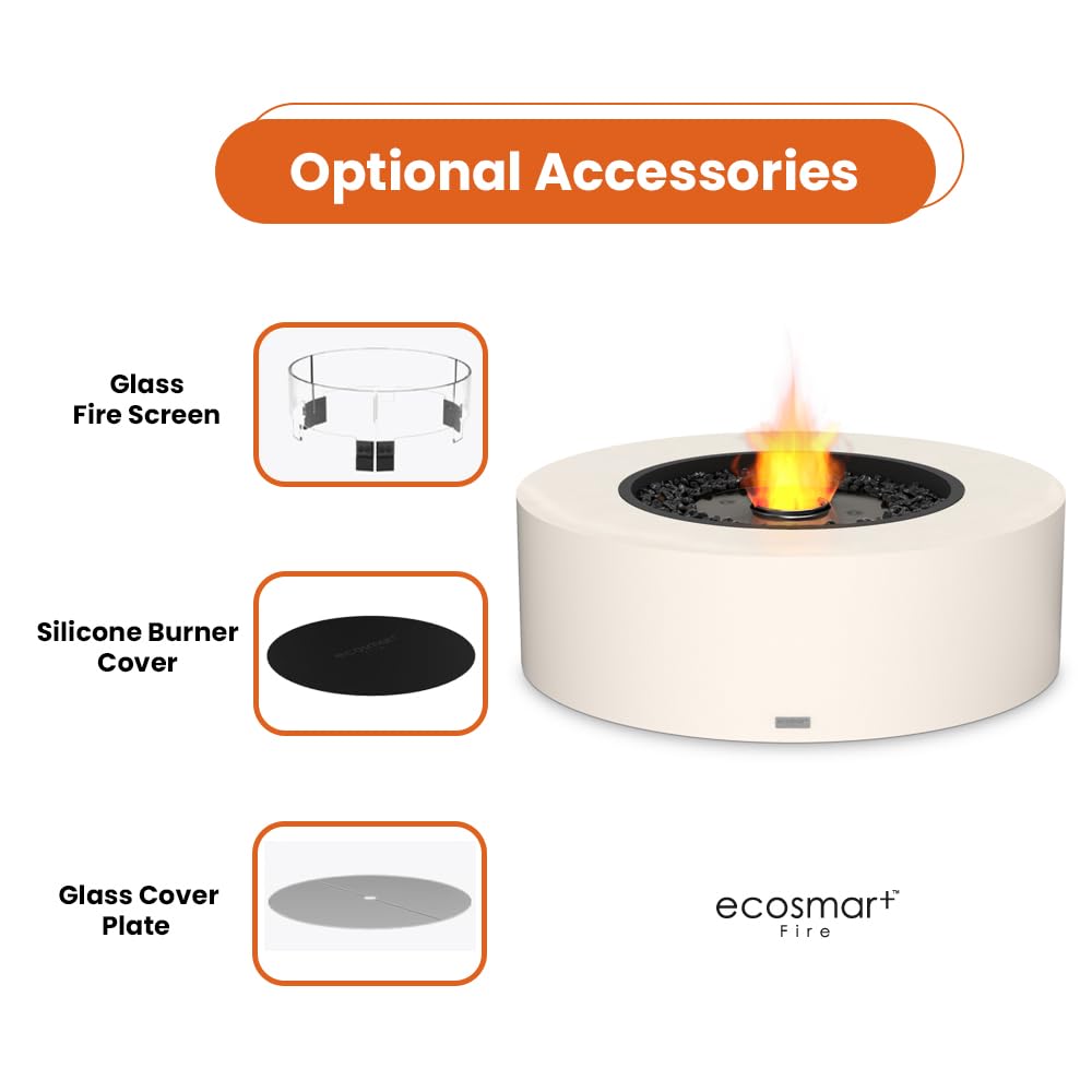 Eco Smart | ARK 40 Fire Pit Table | Bone Color | Ethanol Black Stainless Steel Gas Burner | Elegant Curved Design with Versatile Wide Lip | Complements Any Decor and Setting