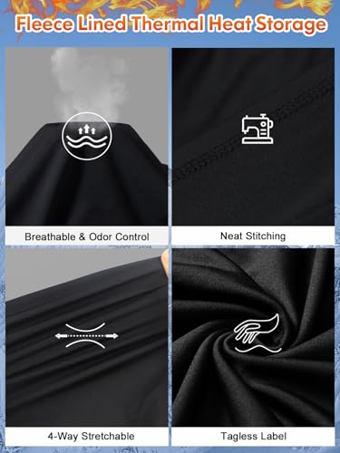 romision Turtle Neck Long Johns Thermal Underwear for Men Fleece Base Layer Cold Weather Top and Bottom Set Hunting Gear
