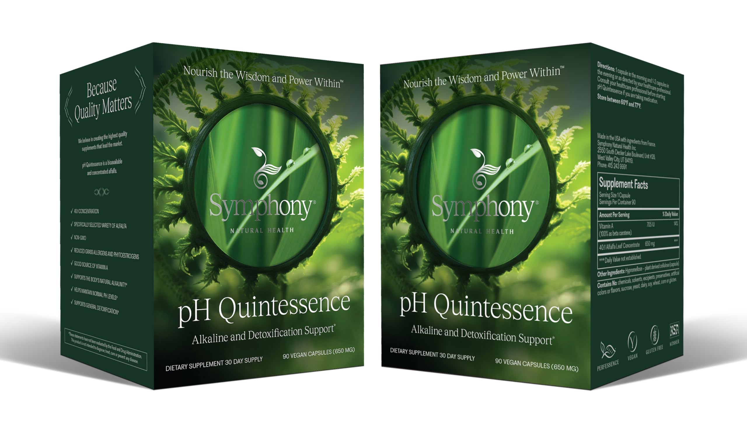Natural Health International pH Quintessence - 40:1 Alfalfa Concentrate - 180 Vegan Capsules (60 Day Supply) – Alkaline The Body, Balance pH and Support Detox (2 Pack)