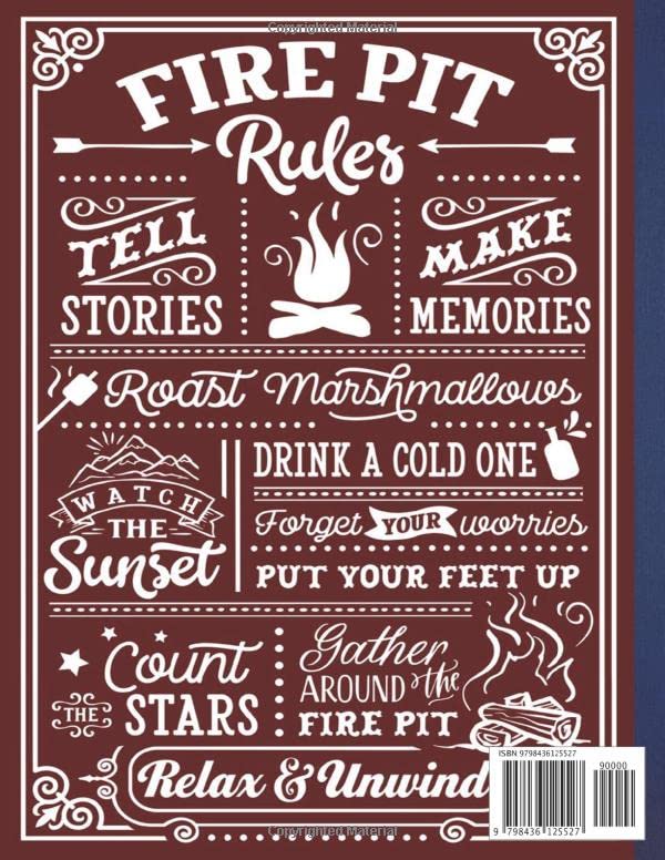Composition Notebook: Fire Pit Rules Vintage Blank Wide Ruled Paper Notebook - Wide Lined Workbook and Journal for Girls Boys Kids Teens & Students - ... Gradient.8.5" X 11" 110 Wide Ruled Pages