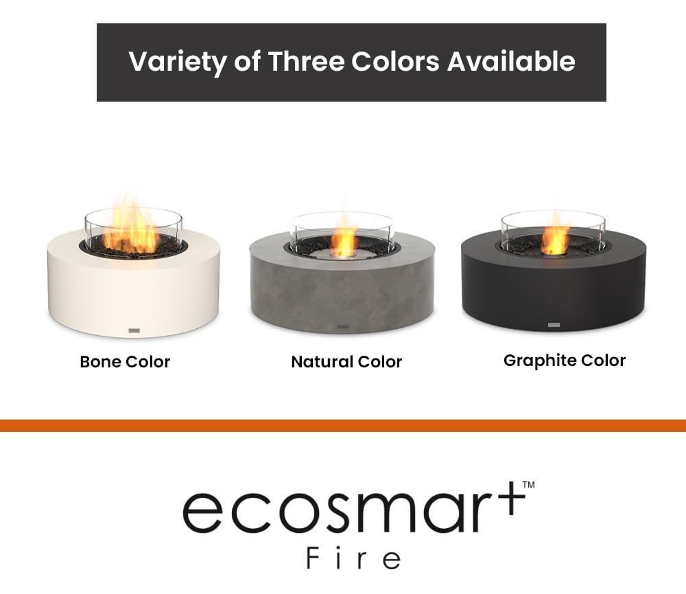 Eco Smart | ARK 40 Fire Pit Table | Bone Color | Ethanol Black Stainless Steel Gas Burner | Elegant Curved Design with Versatile Wide Lip | Complements Any Decor and Setting