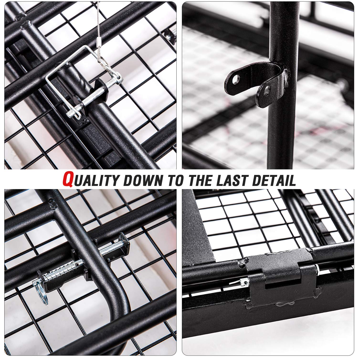 Hitch Mount Basket Foldable Storage Steel Cargo Carrier Rack, Fits 2 Trailer Mounted Hitches- USPTO Patent Pending