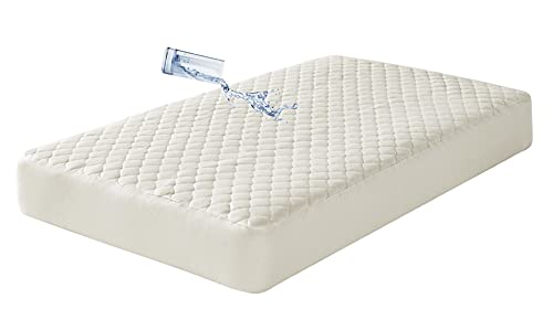 TL Care Waterproof Quilted Crib Size Fitted Mattress Cover Made with Organic Cotton Top Layer, Natural Color, 2 Pack
