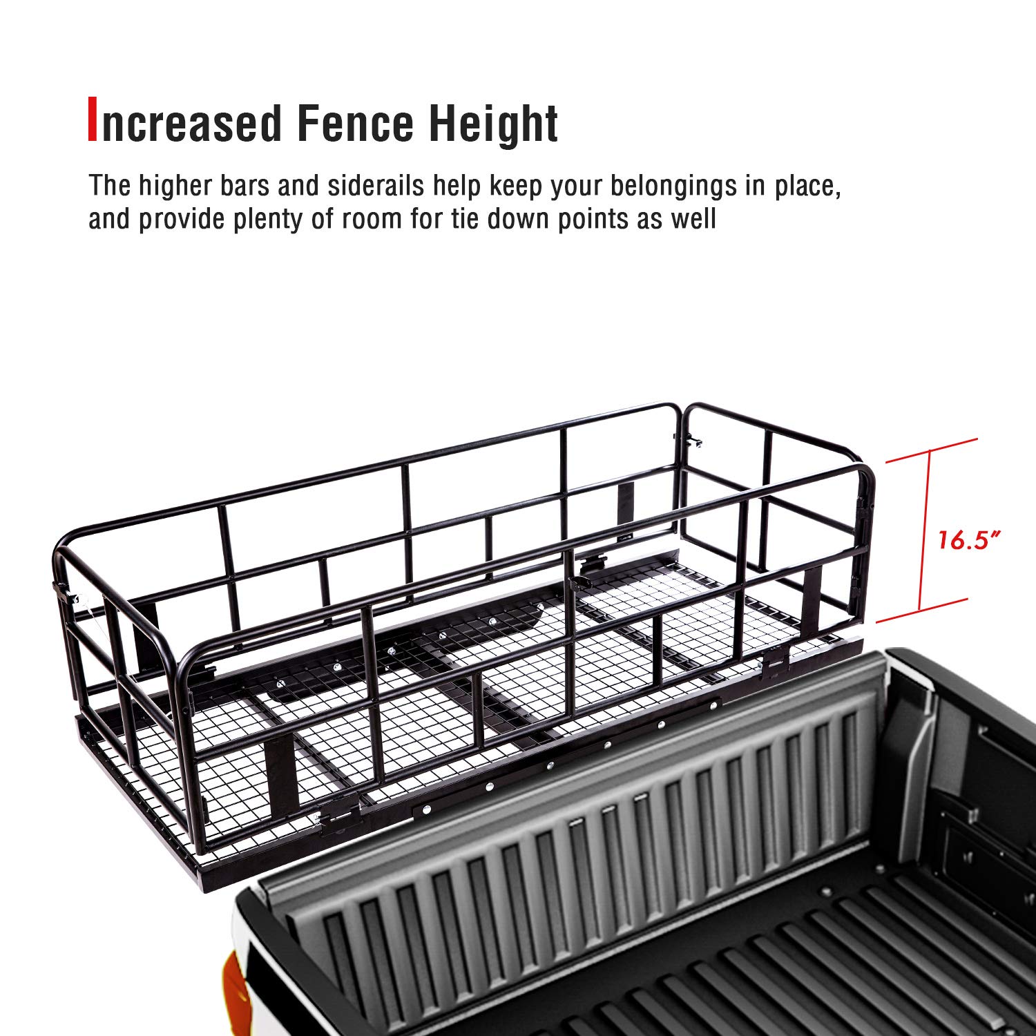 Hitch Mount Basket Foldable Storage Steel Cargo Carrier Rack, Fits 2 Trailer Mounted Hitches- USPTO Patent Pending