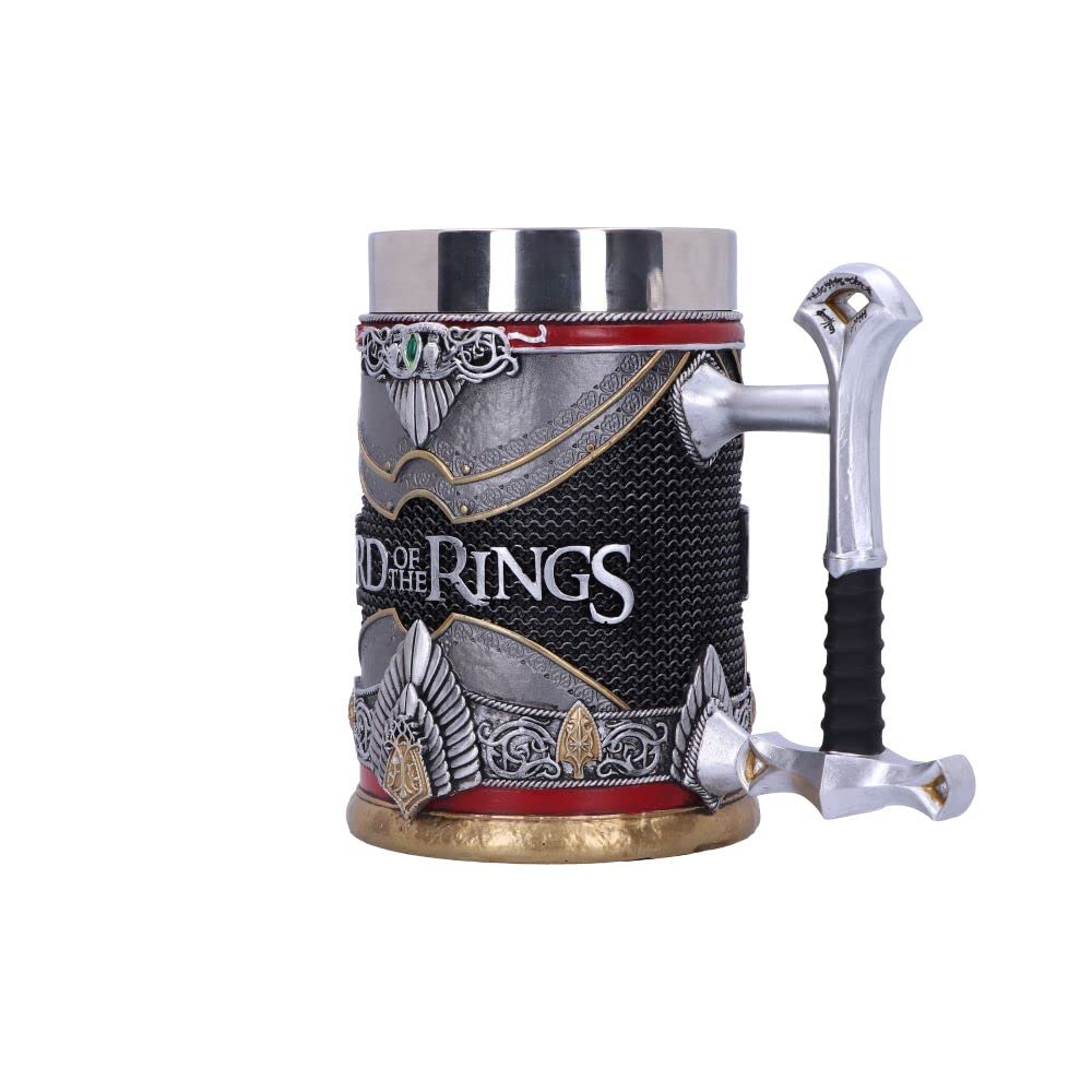 Nemesis Now Lord of the Rings Merchandise Tankard, Hand-Painted Resin Beer Mug with Removable Insert, 15.5cm - Aragorn