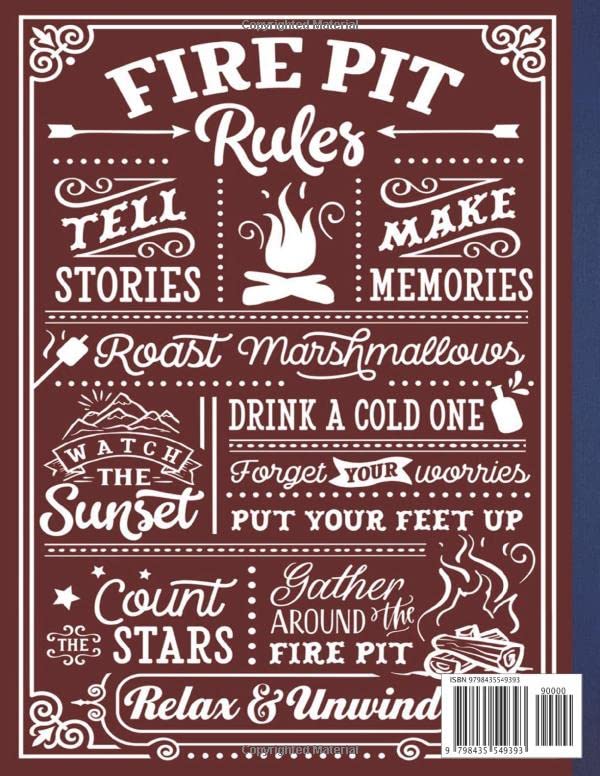 Composition Notebook: Fire Pit Rules Vintage Blank Wide Ruled Paper Notebook - Wide Lined Workbook and Journal for Girls Boys Kids Teens & Students - ... Gradient.8.5" X 11" 110 Wide Ruled Pages