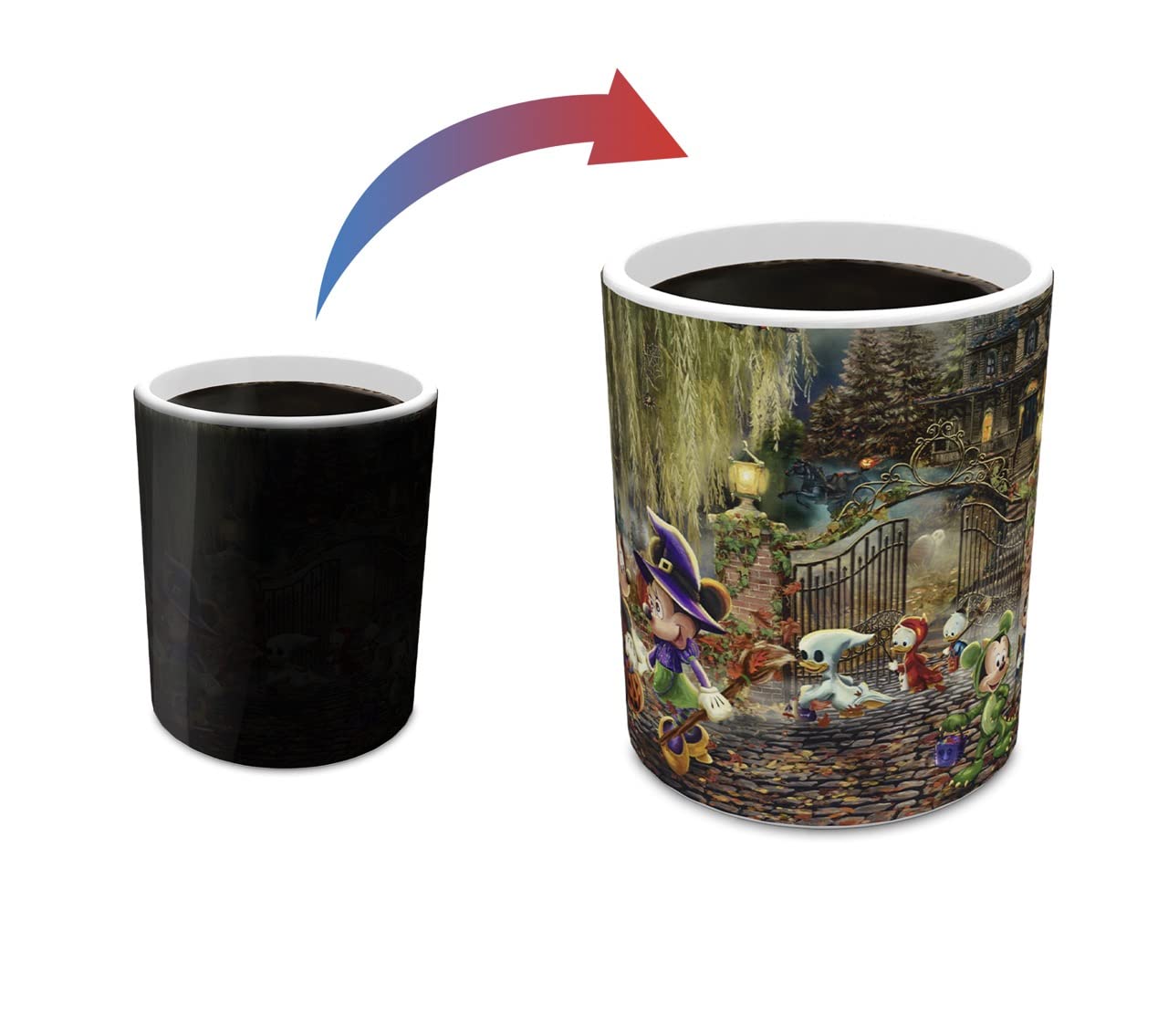 Morphing Mugs Disney β Mickey and Minnie Halloween Fun β Thomas Kinkade Studios - One 11 oz Color Changing Ceramic Mug β Image Revealed When HOT Liquid Is Added!