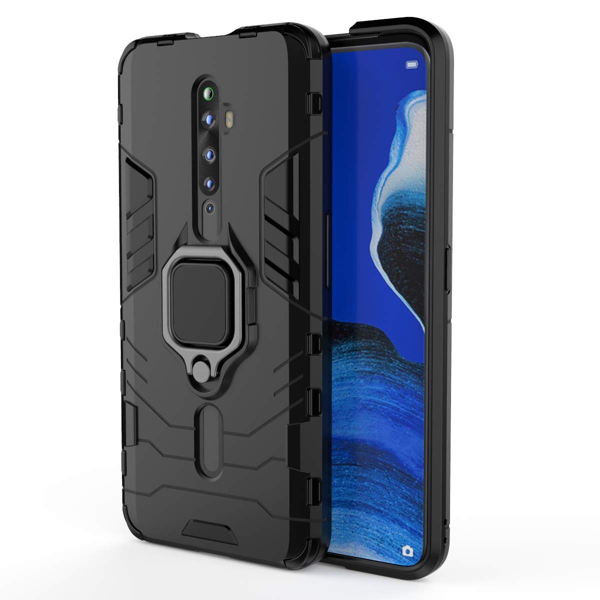 Case for Oppo Reno 2Z Case Cover,360 Degree Rotating Ring Holder Kickstand with Magnetic Car Mount Case for Oppo Reno2 Z CPH1945 CPH1951 PCKM80 / Reno 2 Z Case Black