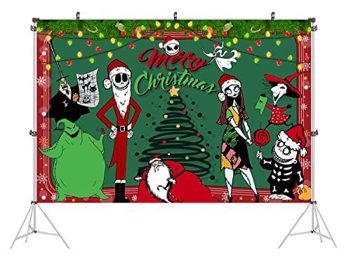 Nightmare Before Christmas Backdrop Jack Skellington Large Photo Booth Banner for Photography Background Party Supplies Wall Decorations-5x3ft
