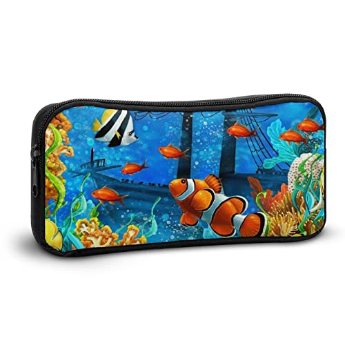 Tropical Fish Pencil Case Stationery Pen Pouch Portable Makeup Storage Bag Organizer Gift