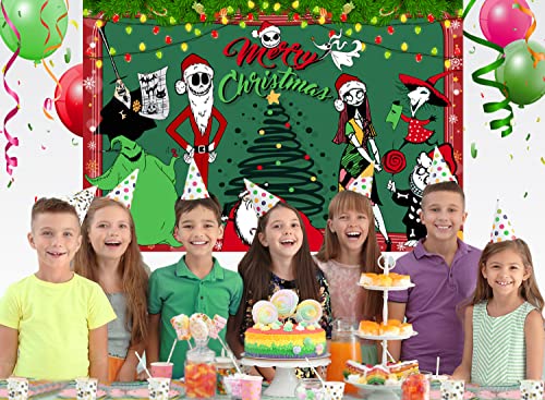 Nightmare Before Christmas Backdrop Jack Skellington Large Photo Booth Banner for Photography Background Party Supplies Wall Decorations-5x3ft
