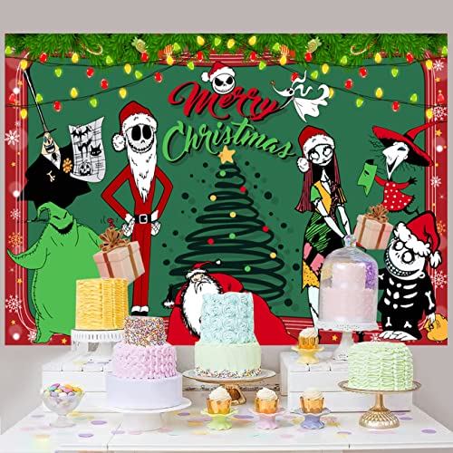 Nightmare Before Christmas Backdrop Jack Skellington Large Photo Booth Banner for Photography Background Party Supplies Wall Decorations-5x3ft