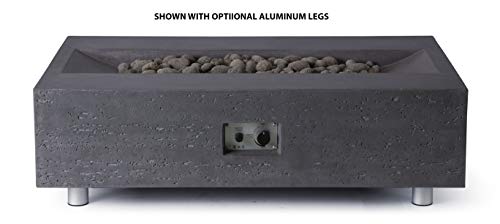 Pyromania Millenia Outdoor Concrete Fire Pit Table, 48 x 30 Inches - Natural Gas Model in Charcoal Gray Color
