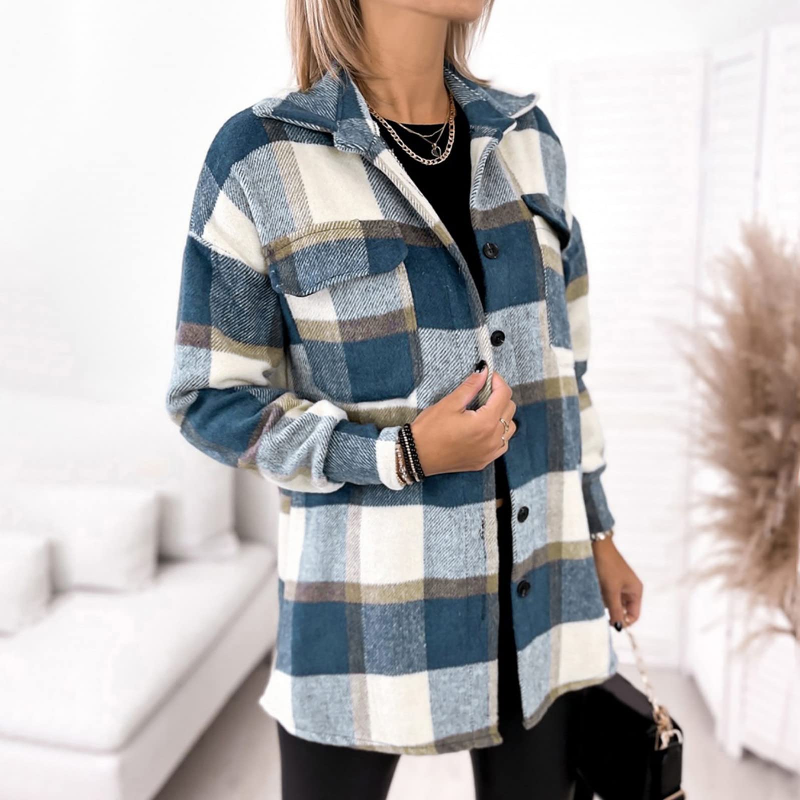 SHOPESSA Placed Recently by Me Womens Winter Coats Wool Shacket Jacket Women Turn Down Collar Coat Office Clothes for Women chamarras para Mujer para el Frio Early 2023