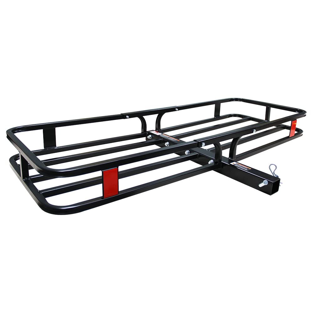 DMC-FPPS 500lbs Hitch Cargo Carrier, 53" L x 19" W x 5" H, 2 inch Adapter Shank, Black Steel Storage Baskets, Bumper Mounted Cargo Rack Carrier for RV's, Trucks, SUV's, Vans, Cars