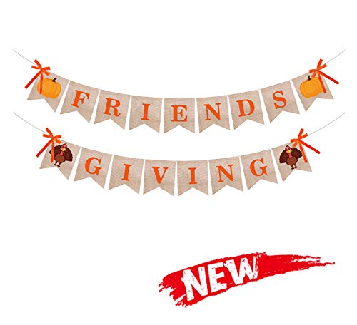 Friendsgiving Party Decorations,Thanksgiving Decorations,Friendsgiving Decorations Supplies,Thanksgiving Pumpkin and Turkey Banner,Thanksgiving Friendship Party Decorations