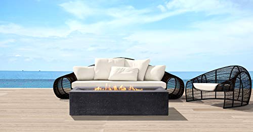 Pyromania Millenia Outdoor Concrete Fire Pit Table, 48 x 30 Inches - Natural Gas Model in Charcoal Gray Color