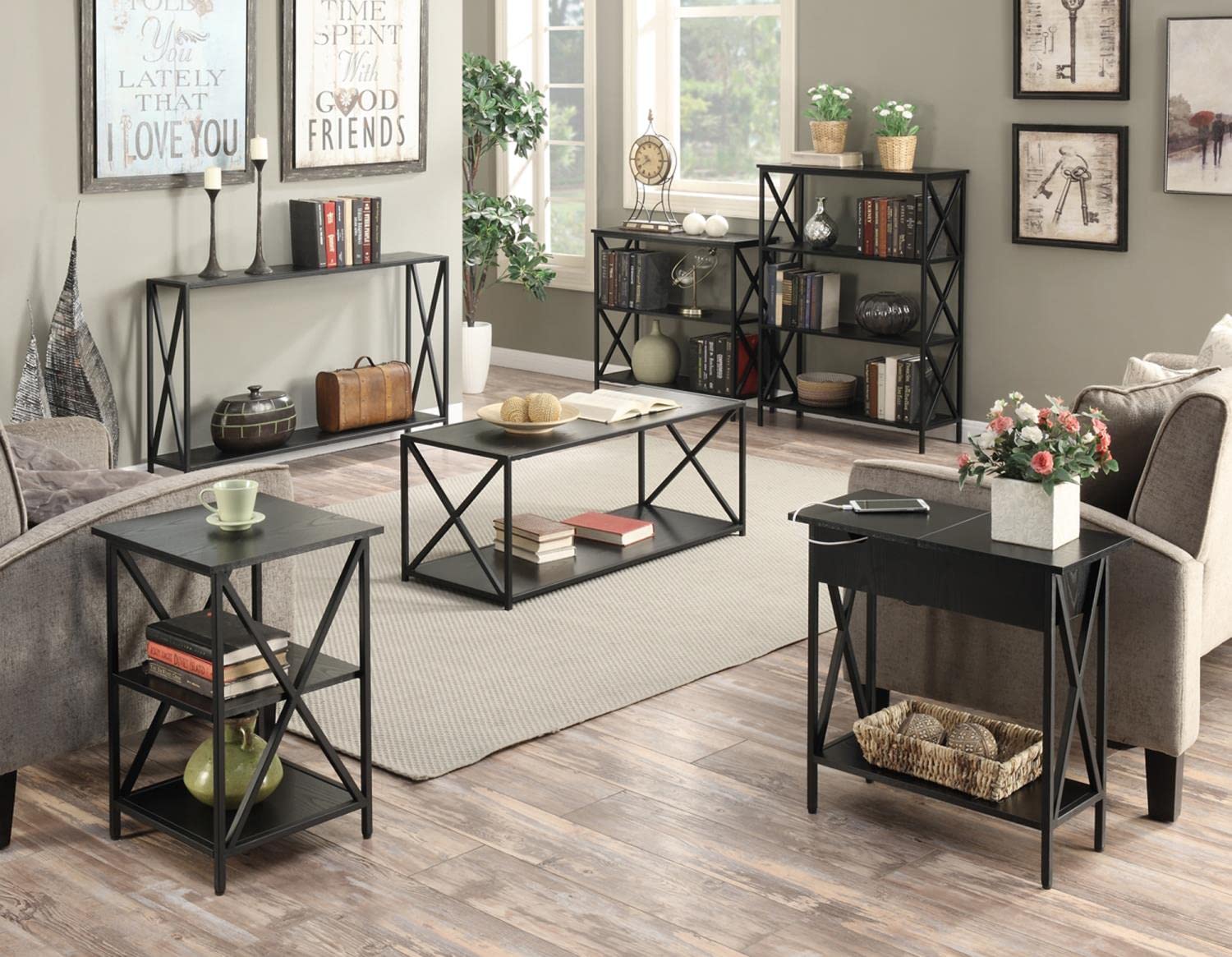 Convenience Concepts Tucson 3 Tier Bookcase, Black