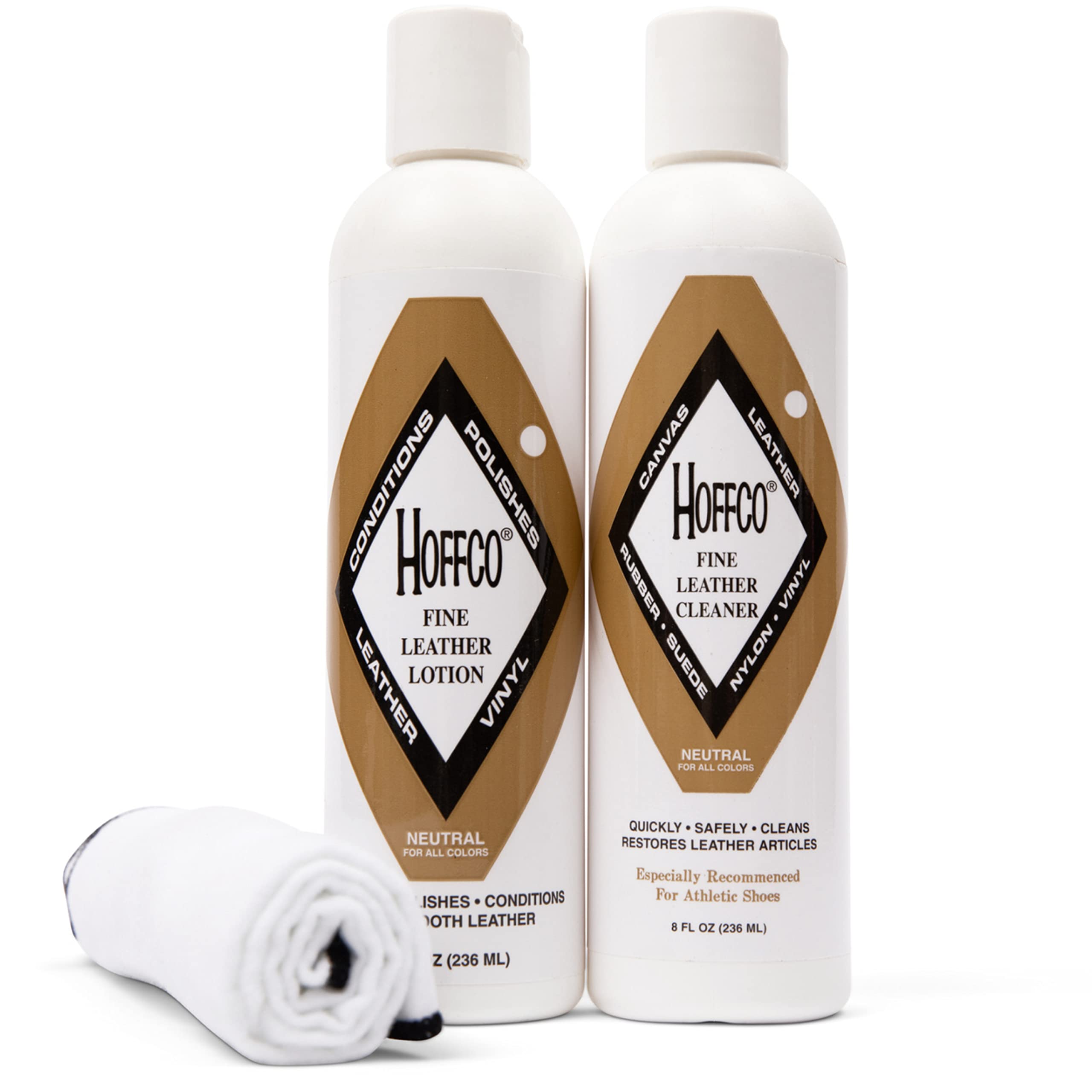 Venetian Leather Care Kit - Cleaner, Conditioner, Cloth - 8oz Bottles - Safe for Furniture, Car Seats, Shoes, Bags - Non-Toxic, Made in USA