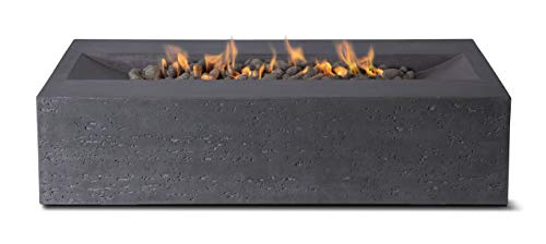Pyromania Millenia Outdoor Concrete Fire Pit Table, 48 x 30 Inches - Natural Gas Model in Charcoal Gray Color