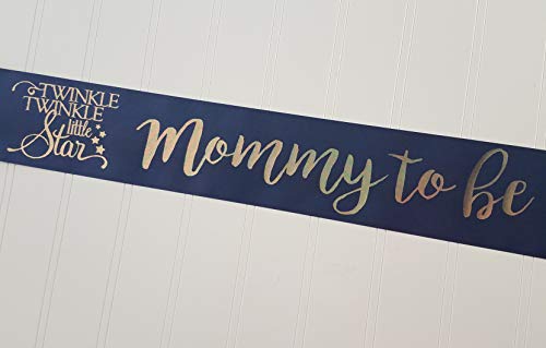 Twinkle Little Star Baby Shower Banner for Mom to Be Navy & Gold with Rhinestone Pin for adjustable sizing Banner