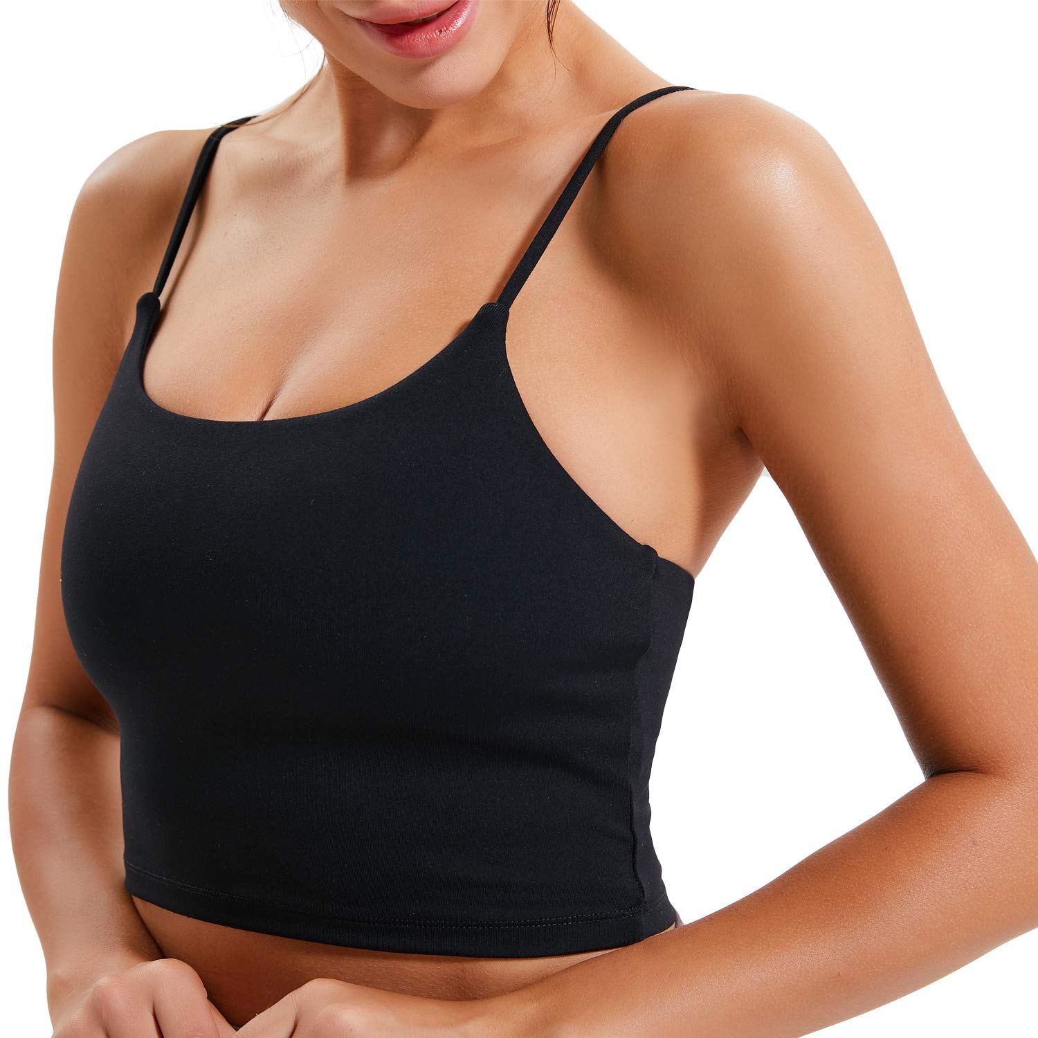 sportsnew Women Yoga Tank Tops Padded Sports Bra Workout Fitness Running Crop Top Black, Small