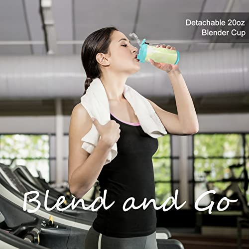 SHUNSHI Portable Blender 20 Oz, Personal Size Blender for Shakes and Smoothies with 6 Blades, Mini Small Smoothie Blender Bottles for Kitchen Home Office Gym Sports Travel (Mint)
