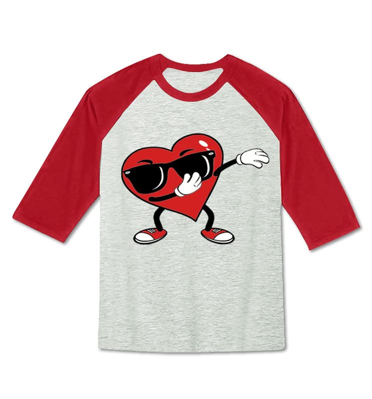 BesserBay Toddler Girls Happy Valentines Day Heart Print Red Raglan Tee Shirt for Toddler Boys 3-4 Years