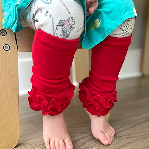 Bowbear Cheerful Ruffles Baby Leg Warmers, Red