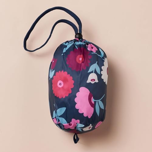 Amazon Essentials Girls' Lightweight Water-Resistant Packable Hooded Puffer Jacket, Navy Floral, Large