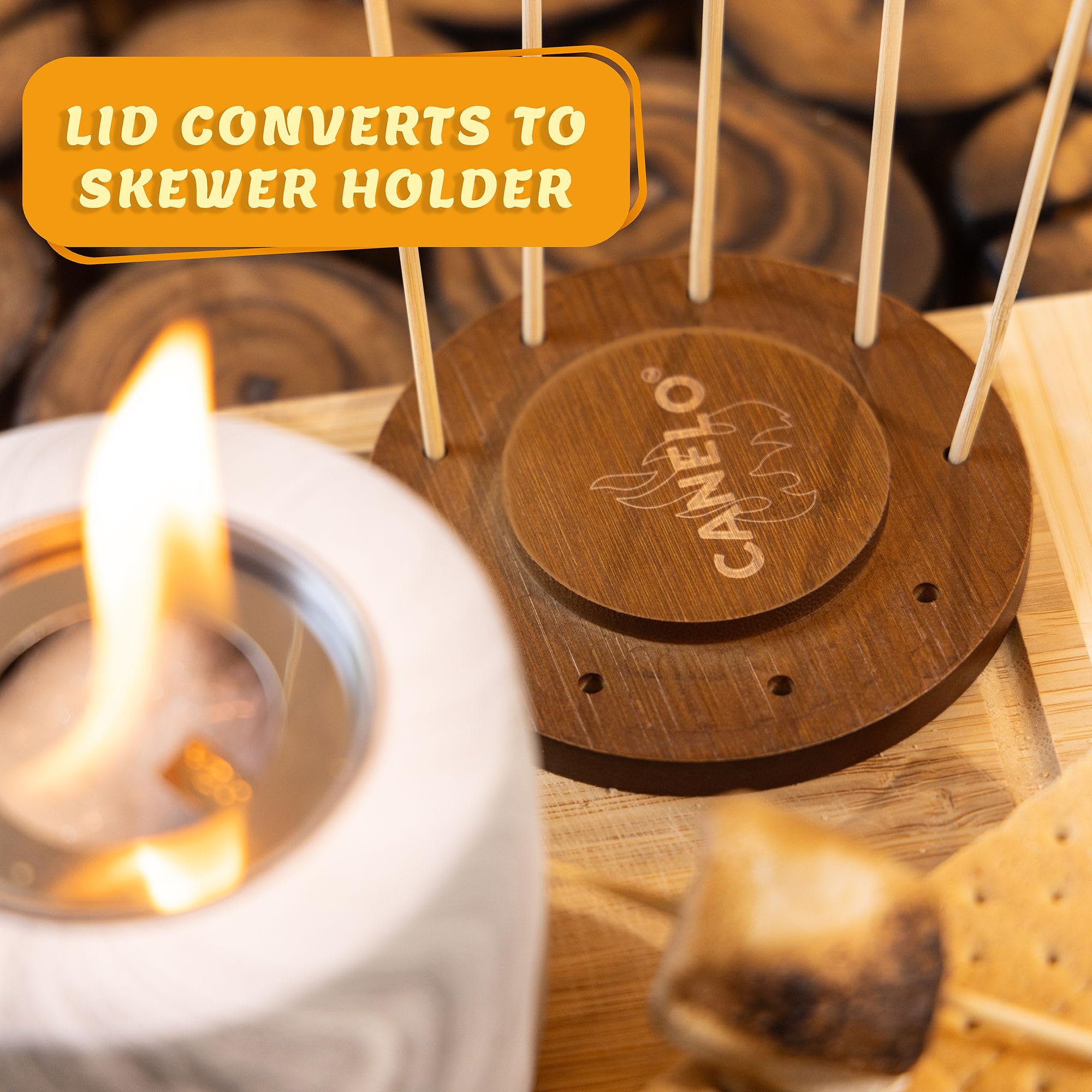Table Top Fire Pit Bowl - Tabletop Fire Pit, Long Burning Indoor fire Pit, Table Top Firepit for Patio - Tabletop Fireplace - Mini Fire Pit fire Bowl with Cover and Smores Stick Holder.