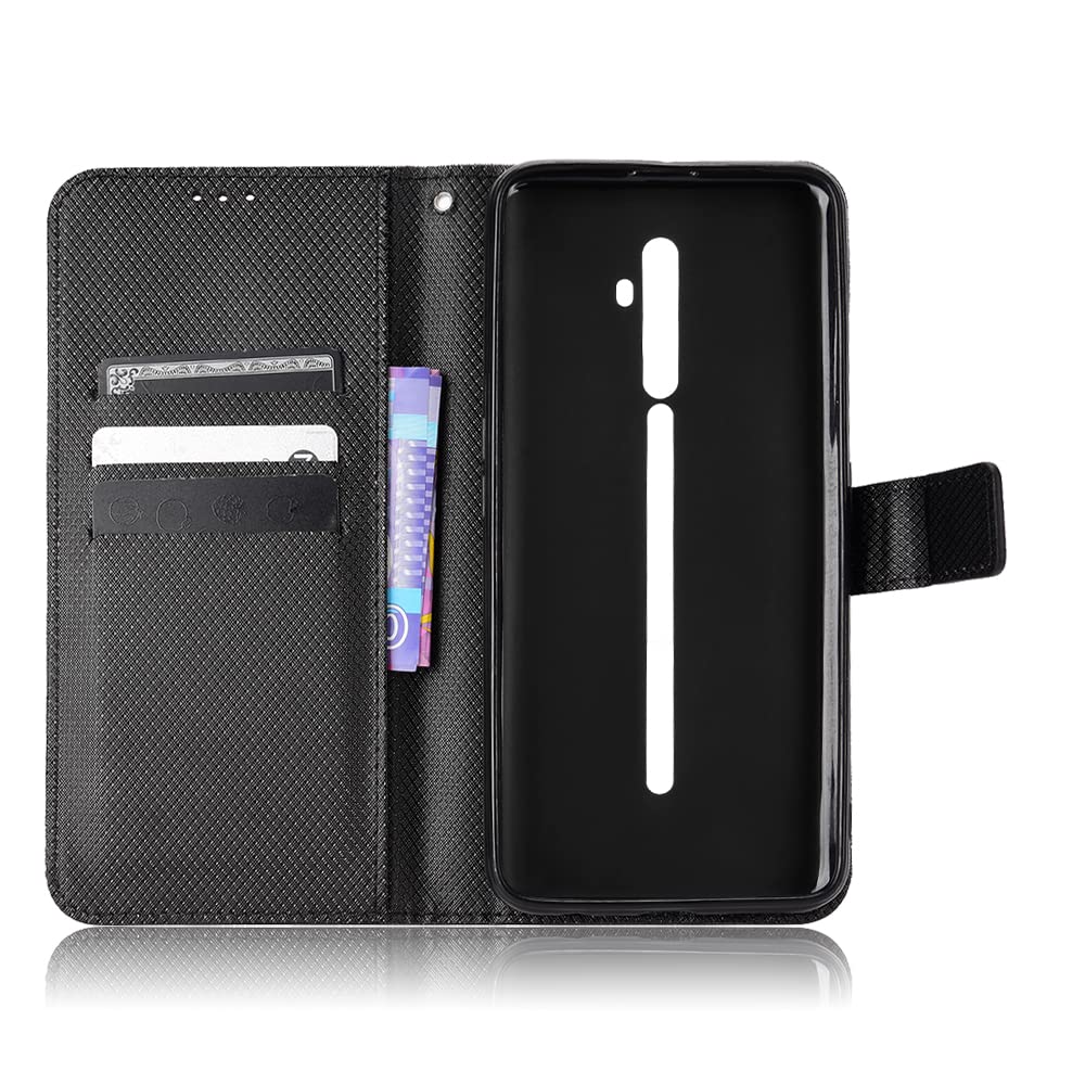 Elubugod Case for Oppo Reno2 Z Leather Case Cover,Case for Oppo Reno2 F Leather Case Cover,Case for Oppo Reno 2Z CPH1945 CPH1951 PCKM80 / Reno 2F CPH1989 Case PU Leather flip Cover Black