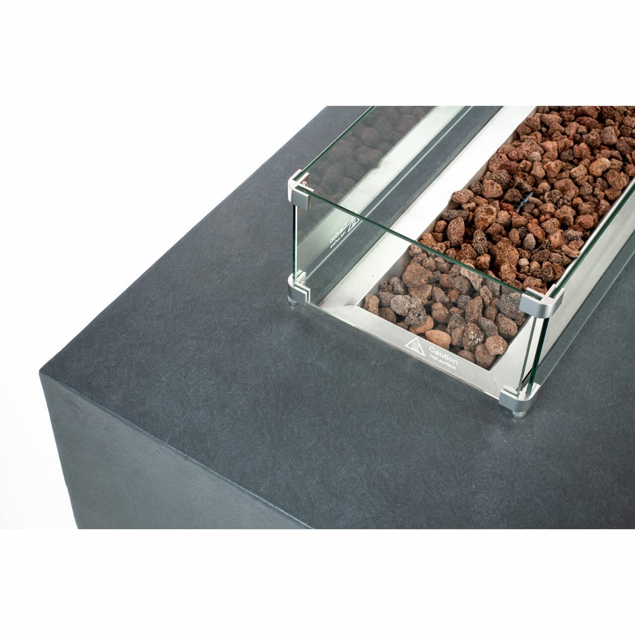 AMS Creations | Chelsea 55 inch Rectangular Wavy Dark Gray Concrete GFRC Natural Gas Fire Table Pit