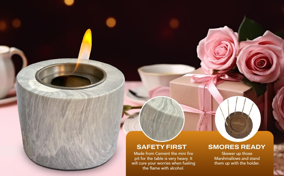 Table Top Fire Pit Bowl - Tabletop Fire Pit, Long Burning Indoor fire Pit, Table Top Firepit for Patio - Tabletop Fireplace - Mini Fire Pit fire Bowl with Cover and Smores Stick Holder.