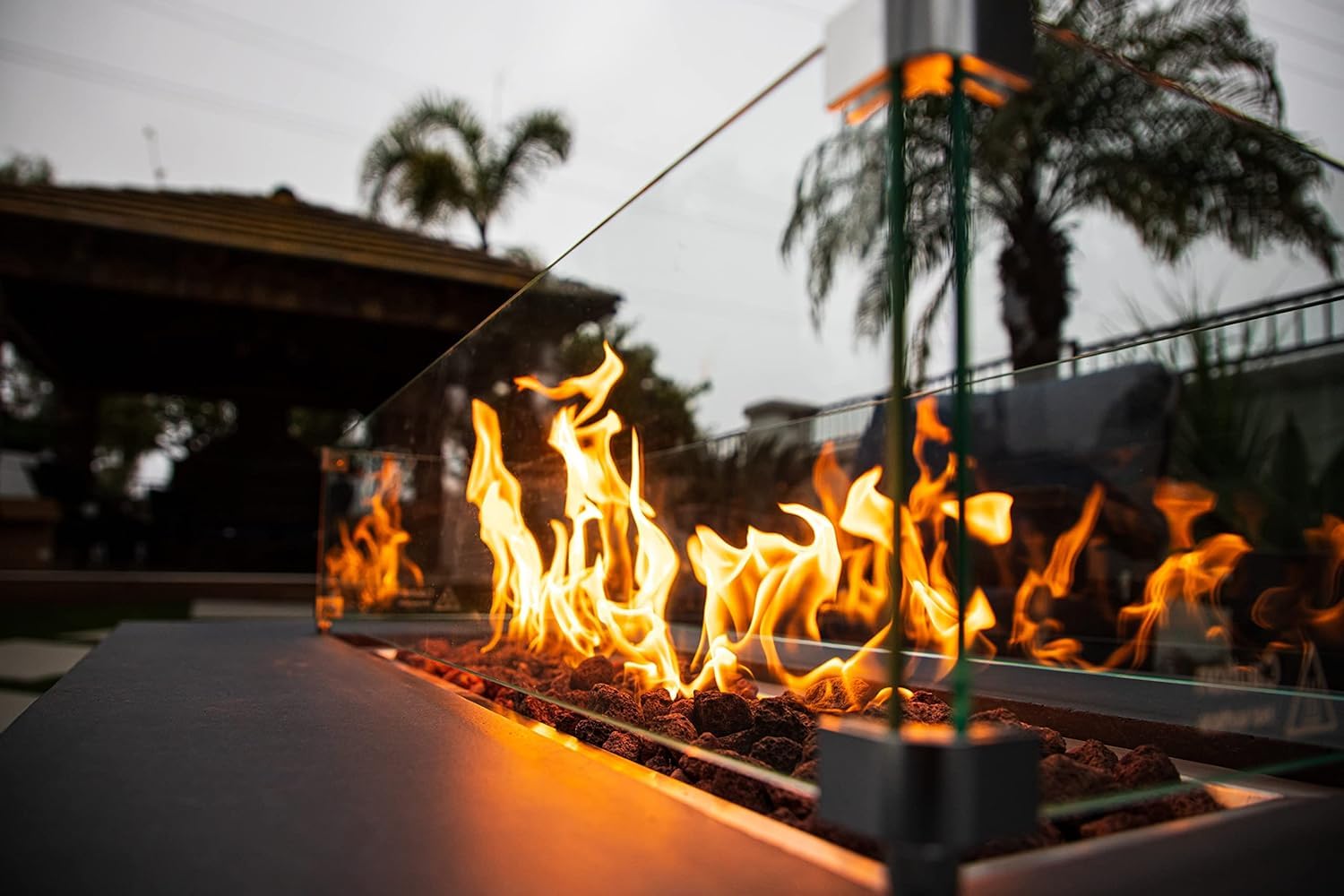 AMS Creations | Chelsea 55 inch Rectangular Wavy Dark Gray Concrete GFRC Natural Gas Fire Table Pit