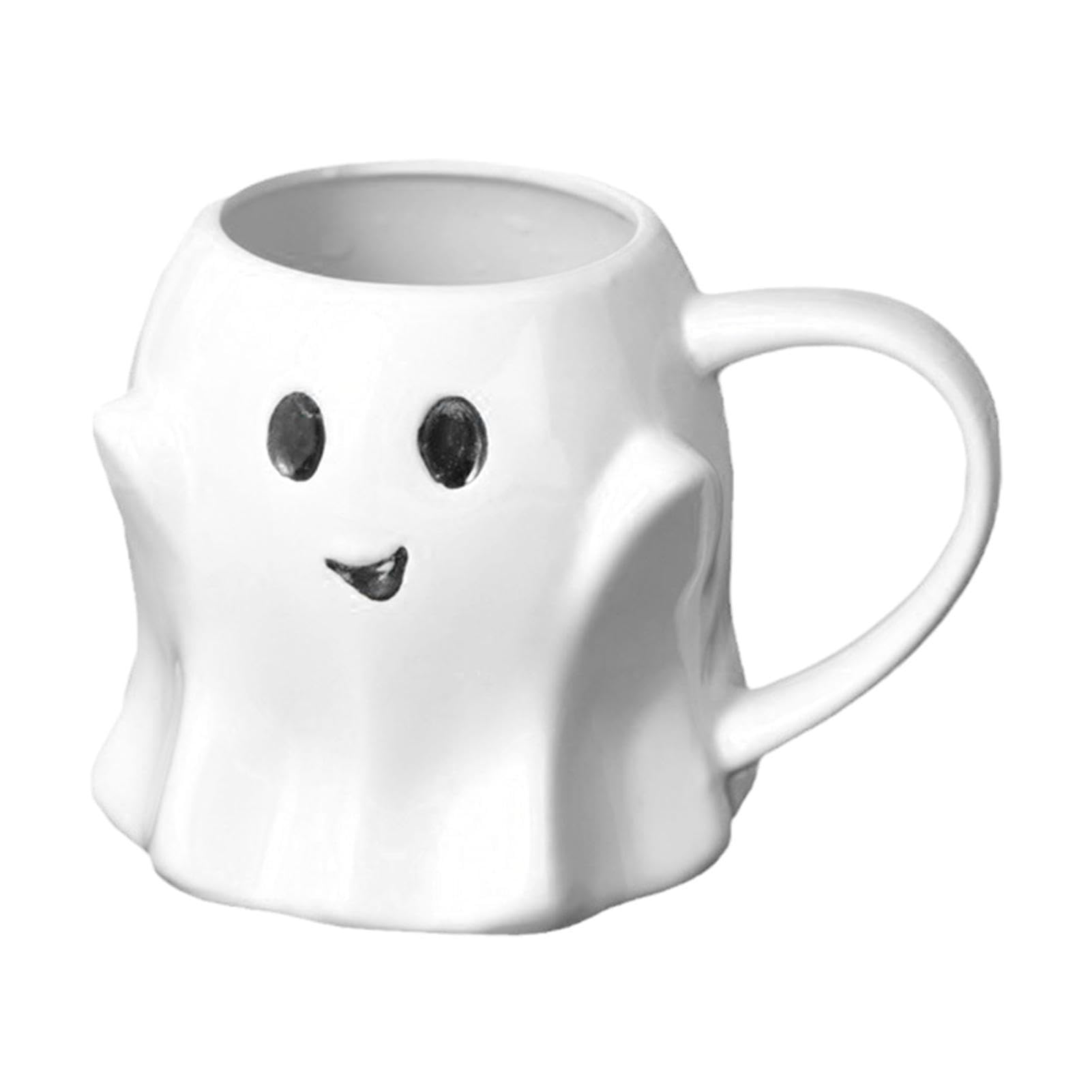 Apujent Cute Halloween Ghost Mug,440ML Ghost Mug Coffee, Cartoon Ghost Mug, Halloween Ghostshape Decor Mugs,Cute Halloween Mugs,Ghost Shaped Cup, Ceramic Ghost Mug Decor,For Women, Men, Teens