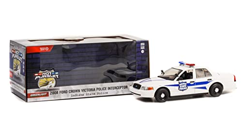 Collectibles Greenlight 85543 Hot Pursuit - 2008 Crown Victoria Police Interceptor - Indiana State Police (ISP) 1:24 Scale