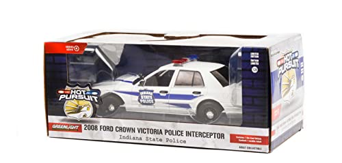 Collectibles Greenlight 85543 Hot Pursuit - 2008 Crown Victoria Police Interceptor - Indiana State Police (ISP) 1:24 Scale
