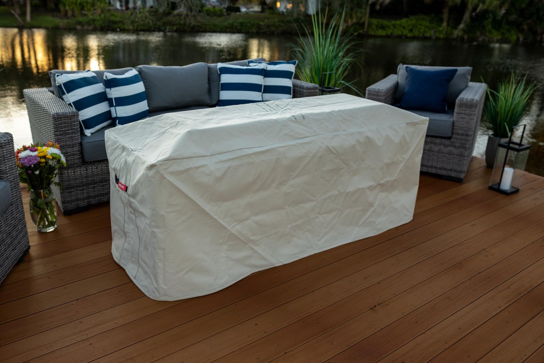 70" Linear Rectangular Modern Concrete Fire Pit Table w/Glass Guard and Crystals (White)