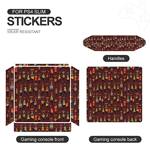 African Women Funny Sticker Skin Protector Full Print Slim Decal Covers for PS-4 Slim/PS-4 Pro Console & 2 Controller