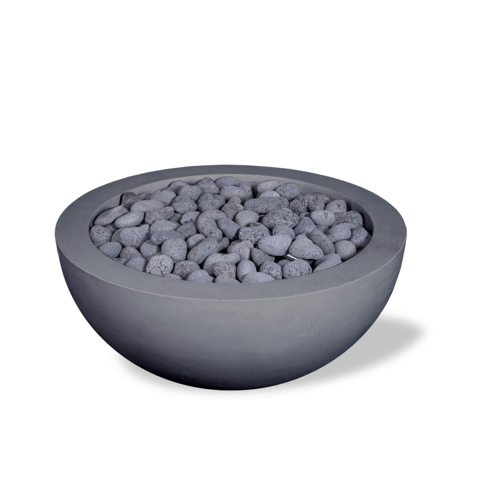 30" Premium Concrete Fire Bowl - Dark Grey Cement Round Natural Gas Fire Pit - Outdoor Fire Table with Key Valve GFRC (30" Diameter x 13" High) (Pewter)