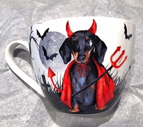 Portobello By Inspire Halloween Dachshund Little Devil Fine Bone China Mug