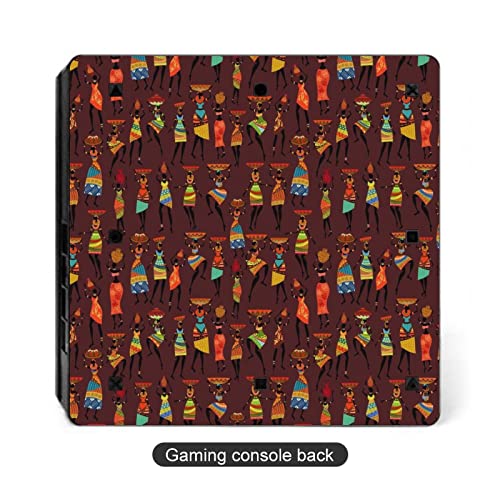 African Women Funny Sticker Skin Protector Full Print Slim Decal Covers for PS-4 Slim/PS-4 Pro Console & 2 Controller