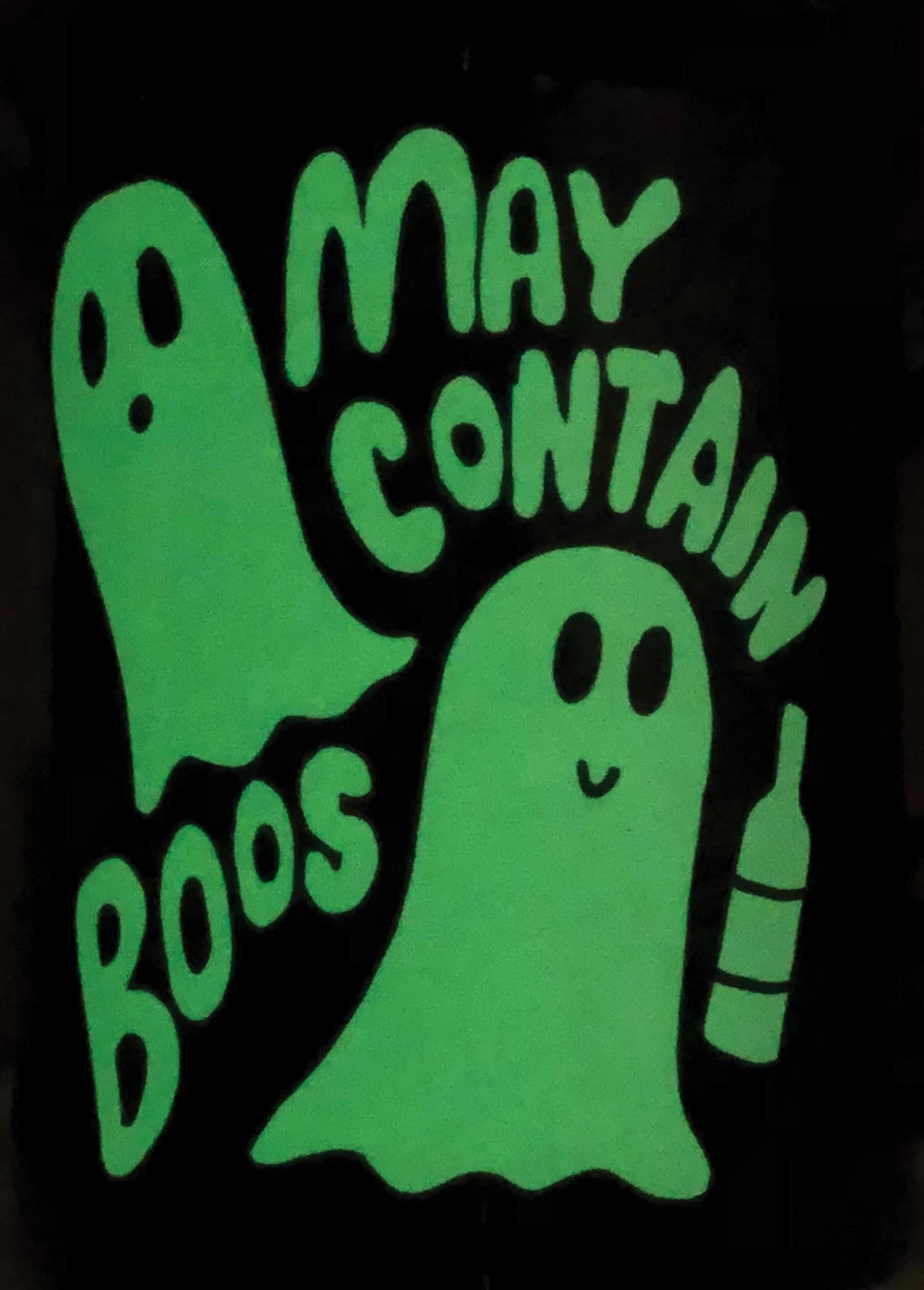 Enesco Our Name is Mud Halloween Ghost May Contain Boos Glow in The Dark Coffee Mug, 16 Ounce, Black and White