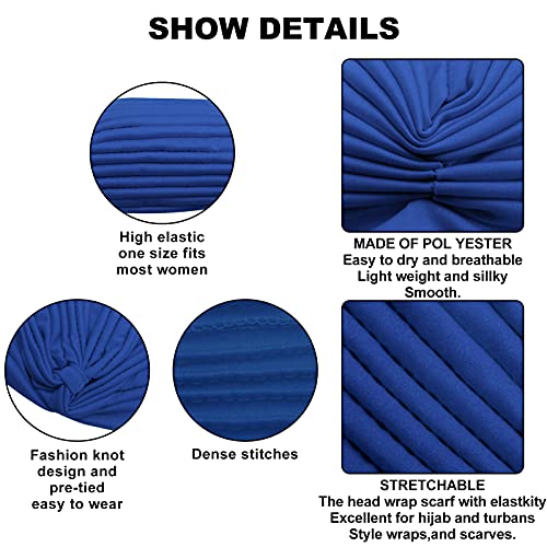 17 Pack Stretchable Polyester Turban Head Cover Twisted Pleated Headwrap By Ever Fairy (Style A)