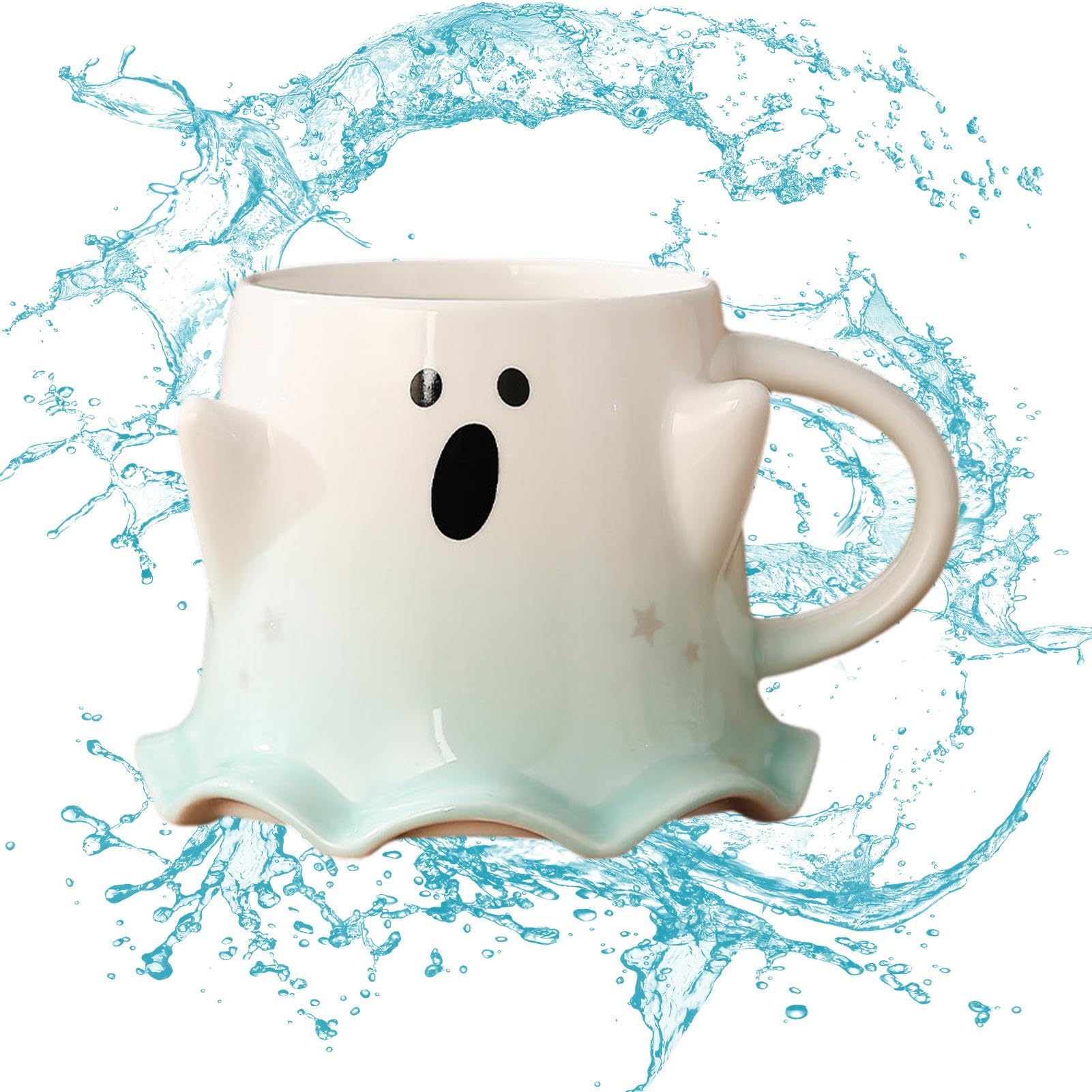 2024 NEW Spooky Ghost Mug, Halloween Coffee Mug, Cute Ghost-Coffee Mug, Ceramic Ghost Shaped Coffee Cup With Handle And Spoon, Fall Home Decor