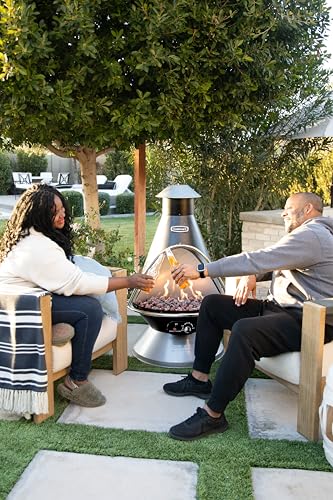 Cuisinart Chimenea Propane Fire Pit, 40,000 BTU Coated Steel Outdoor Propane Heater with Lava Rocks and Directional Heat, Adjustable Fire Pit with Safety Shutoff for Patios and More