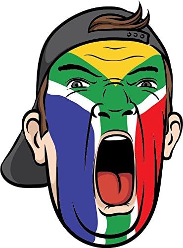 South Africa Football Fan National Flag Face World Cup Soccer Sport - - Sticker Decal