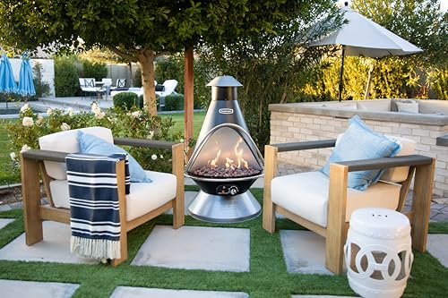 Cuisinart Chimenea Propane Fire Pit, 40,000 BTU Coated Steel Outdoor Propane Heater with Lava Rocks and Directional Heat, Adjustable Fire Pit with Safety Shutoff for Patios and More