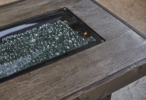 Outdoor GreatRoom Co Propane Fire Pit Table - Denali Gas Fire Pits for Outside Patio - 56 Inch Rectangular Concrete Firepit Fire Table with Matching Tabletop Cover, Metal & Wood Base, 80,000 BTU